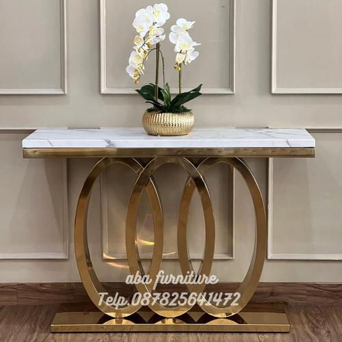 Jual meja konsol stainless gold marmer, meja foyer marmer, meja marmer ...