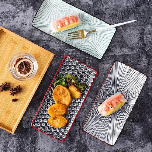 Jual Piring sushi keramik persegi panjang jepang korea sushi long plate ...