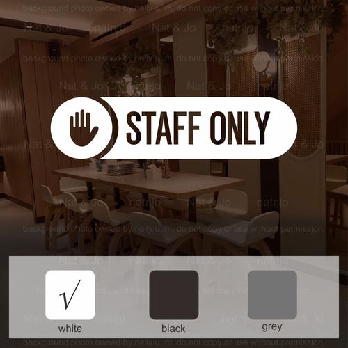 Jual Sticker Pintu Staff Only Panjang Bulat Sign Kantor Cafe Stiker ...