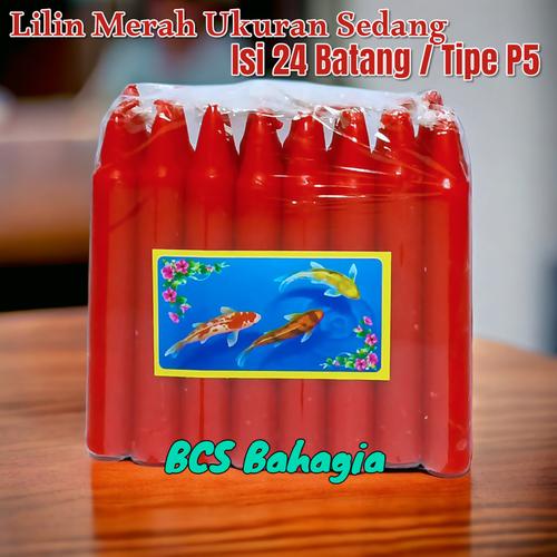 Jual lilin merah isi 24 batang tipe p5 ukuran sedang bagus lilin ...