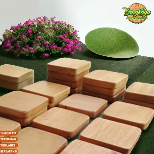 Jual Wooden Coasters 13x13x1cm Tatakan kayu tatakan gelas piring ...