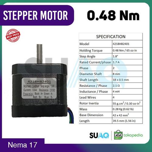 Jual Stepper Motor 57 / Nema23 / 4218HB2401 Torsi 0.48Nm. Baru ...