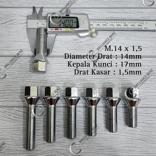 Jual BAUT RODA M14 DRAT 1,5mm MERCEDES BENZ BMW VW AUDI / BOLT M.14x1 ...