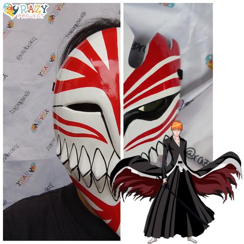 Jual Mask Topeng Kayu Cosplay Anime Half Hollow Ichigo Murasaki Bleach ...