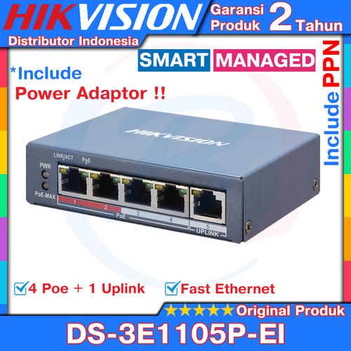 Jual Poe Switch 4 Port Hikvision DS-3E1105P-EI Smart Managed Fast ...