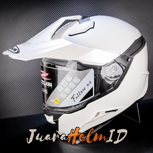 Jual ZEUS HELM ZS913 SUPER MOTO SOLID / PEARL WHITE / FLAT DOUBLE VISOR ...