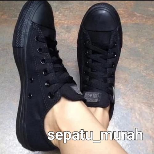 Jual sepatu ukuran 47 Converse fullblack ukuran 47 Low size gede besar ...