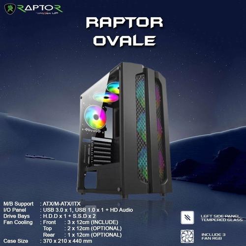 Jual Casing PC Komputer Gaming Power Up Raptor Ovale With 3 RGB Fan ...