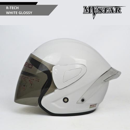Jual Helm MVS R-Tech / White Glossy / Helm Half Face Dewasa / Helm SNI ...