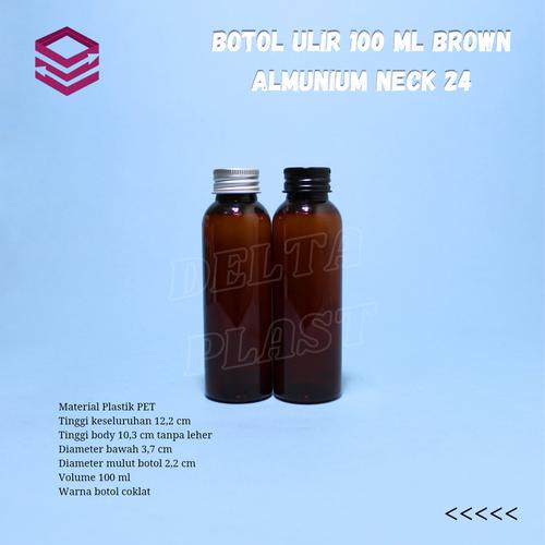 Jual Botol Plastik 100 ML Amber / Coklat + Tutup Ulir Almunium - Silver ...