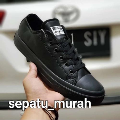 Jual sepatu pria sneakers | konverse kulit full black ukuran 36 -45 big ...
