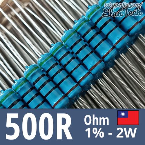Jual Resistor 500R 2W 1% 500 Ohm Metal Film Standard Taiwan ElanTech ...