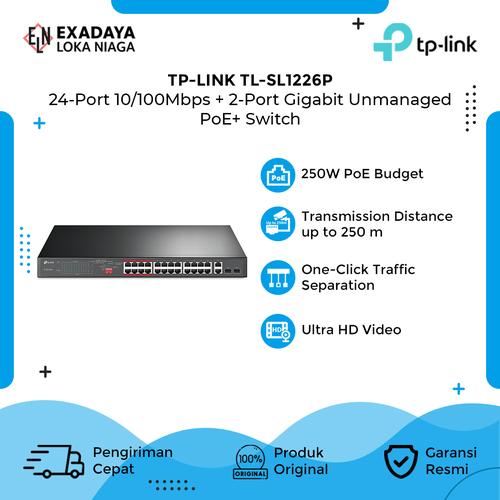 Jual TP-Link TL-SL1226P 24 Port 10/100Mbps + 2 Port PoE+ Gigabit Switch ...