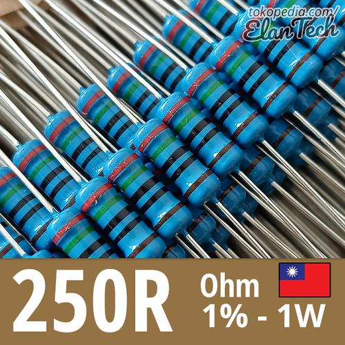 Jual Resistor 250R 1W 1% 250 Ohm Metal Film Standard Taiwan ElanTech ...
