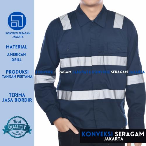Jual Baju Kemeja Wearpack Seragam Proyek Tambang Safety Navy Lengan ...