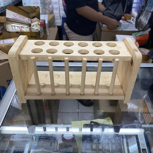 Jual Rak Tabung Reaksi Kayu 12 lubang / Test Tube Kayu 12 lubang Rak ...