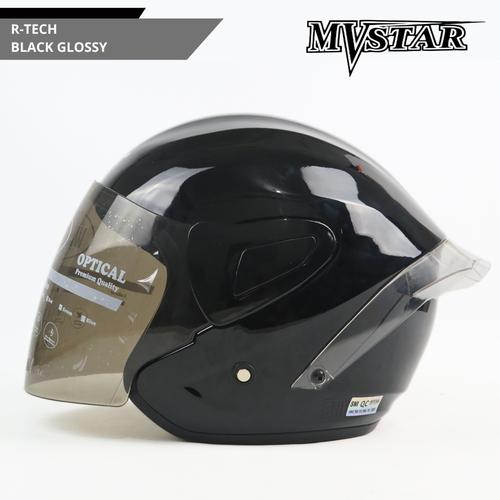 Jual Helm MVS R-Tech / Black Glossy / Helm Half Face Dewasa / Helm SNI ...