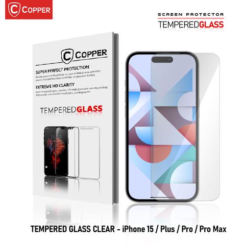 Promo IPhone 15/Plus/Pro/Pro Max - COPPER TEMPERED GLASS FULL CLEAR ...