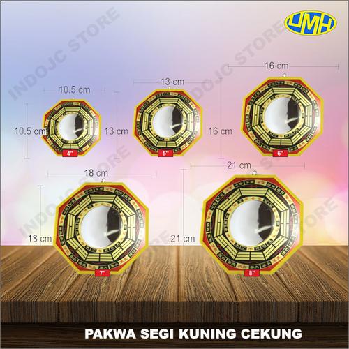Jual Pakwa fengshui segi kuning kaca cembung / cekung - 4, cekung ...