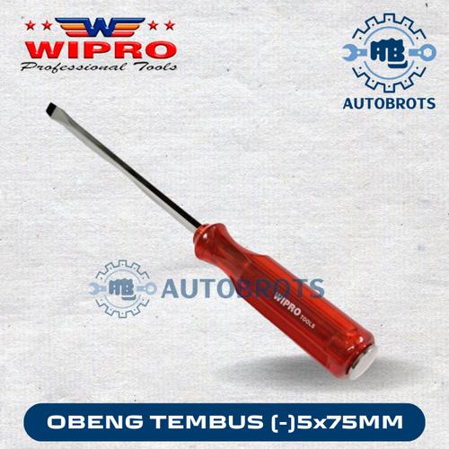 Jual WIPRO Obeng Tembus Merah Minus (-) 5x75MM Obeng Ketok Red Handle 3 ...