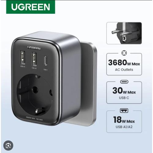 Jual Ugreen Power Outlet Adapter Desktop Charger Gan 100w Usb Type C Pd