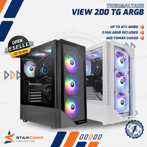 Promo THERMALTAKE View 200 TG ARGB Black / White Mid Tower Chassis - Hitam Cicil 0% 3x - Kab ...