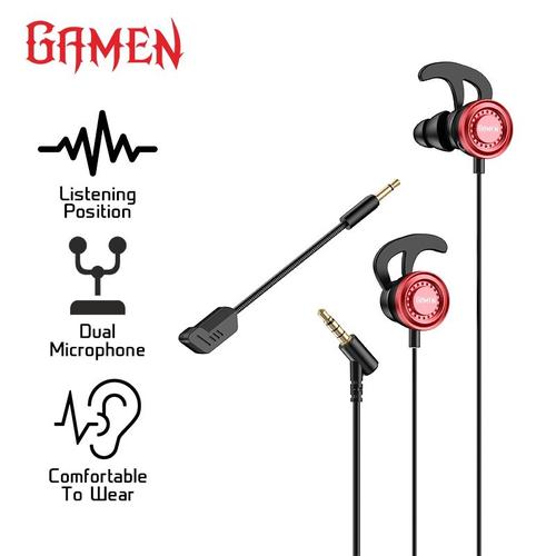 Jual Gamen GE200 Headset Gaming Dual Microphone Elbow Design Earphone ...