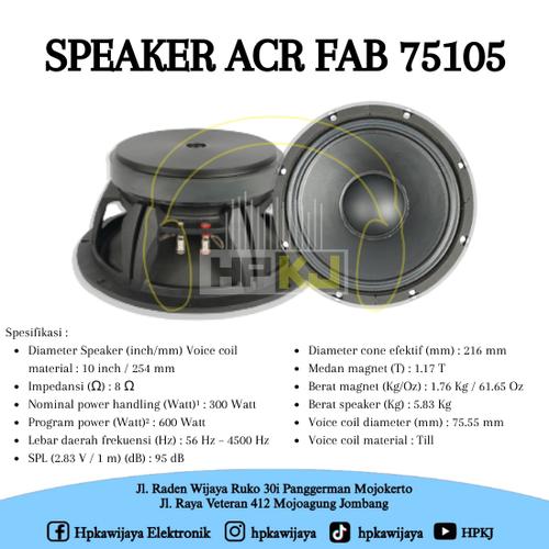 Jual SPEAKER ACR FABULOUS 75105 10 INCH Speaker fab 10" 75105 - Kota ...