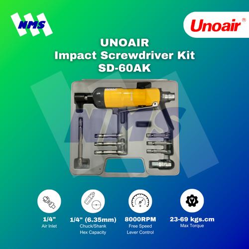 Jual Obeng Angin UNOAIR SD-60AK 1/4" Impact Air Screwdriver Kit Fullset ...
