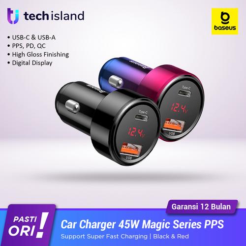 Jual Baseus Car Charger Mobil 6A 45W Dual Output USB+Type C Fast Charge ...