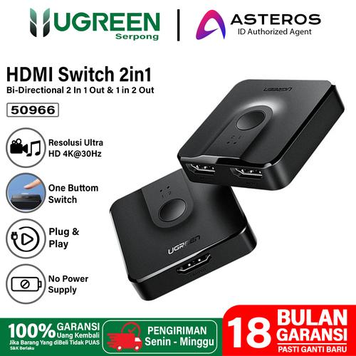 Promo HDMI Switcher UGREEN Splitter HDMI 2 in 1 Out Bi-directional 2 Port 4K - 50996 2iN1 HDMI ...