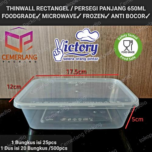 Jual Thinwall Rectangle 650ml Kotak Box Makan Plastik Persegi Panjang 650 - Kota Palembang ...