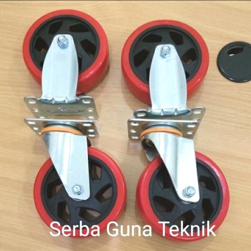 Jual Roda Trolly PU 5" Medium ( 2 Hidup + 2 Mati) Troli Taiwan Wheel ...