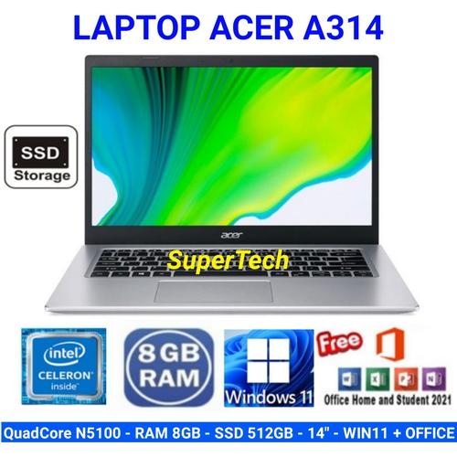Jual LAPTOP ACER A314-35 INTEL N5100|512GB SSD|RAM 8GB|14"|WINDOWS+OHS ...