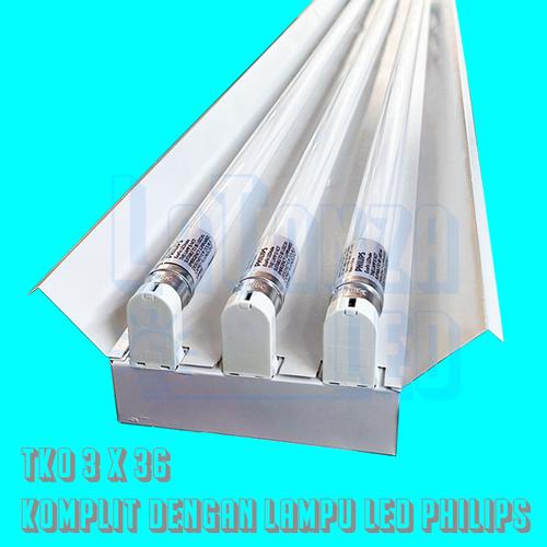 Jual Kap Lampu TKO LED 3x36 120cm kap TKO TL 3x16 Philips Komplit ...