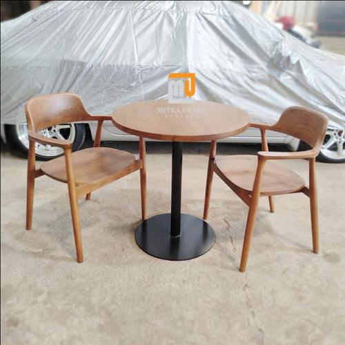 Jual SIMPLE Meja kafe Bulat 80cm kursi hiroshima 2 pcs meja makan jati ...