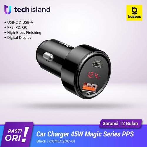 Jual Baseus Car Charger Mobil 6A 45W Dual Output USB+Type C Fast Charge ...