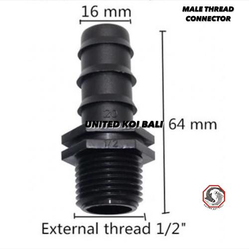 Promo MALE THREAD CONNECTOR 1/2 inch TO HOSE PE 20 mm MALE KONEKTOR 1/2 ...