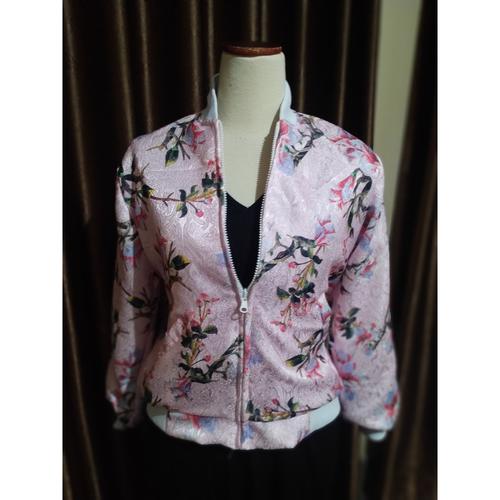 Jual Jaket bomber wanita motif bunga terbaru best seller - Biru Muda ...