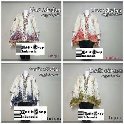 Jual ADA JUMBO - Blus Cibulan Anggrek Putih Atasan Batik Wanita - Merah ...