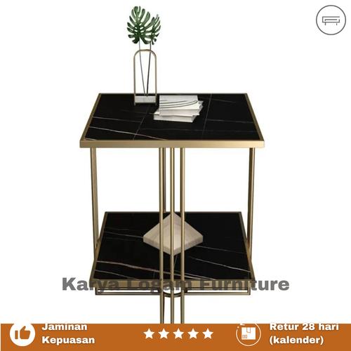 Jual Side Table Modern Minimalis - Meja Sudut Stainless Gold Marmer ...