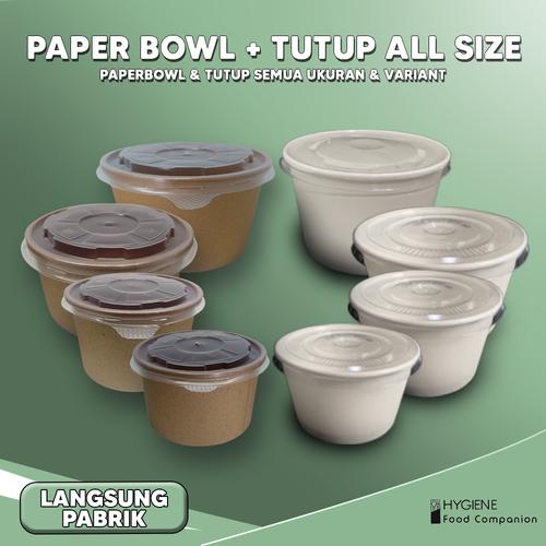 Promo PAPER BOWL ALL SIZE + TUTUP / MANGKUK KERTAS / WADAH KERTAS TEBAL ...