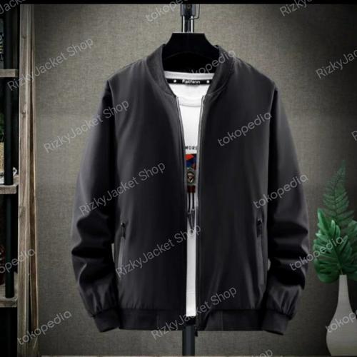 Jual Jaket bomber pria simple polos/Jaket pria keren berbahan taslan ...
