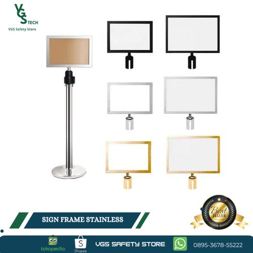 Promo Standing Sign Frame Stainless Papan Tiang Antrian - Silver ...