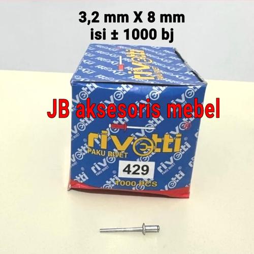 Jual PAKU RIVET No 429 isi 1000 pcs RIVETTI / PAKU RIPET RIFET 3,2 X 8 ...