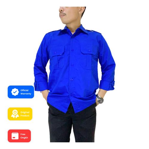 Jual Baju Kemeja PDL Lengan Panjang Biru PDH Safari Seragam Kerja Korsa ...