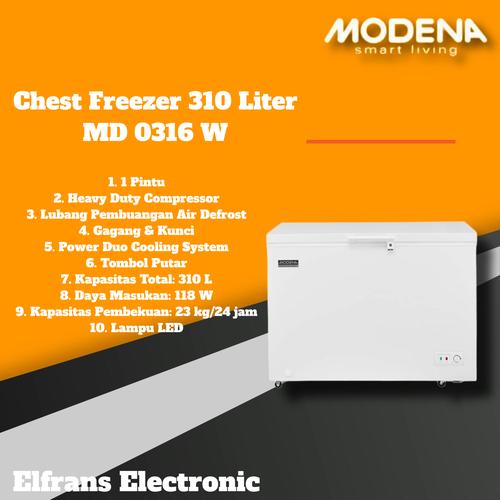 Jual Modena Freezer MD0316W Chest Freezer Modena 300 Liter Md 0316 ...