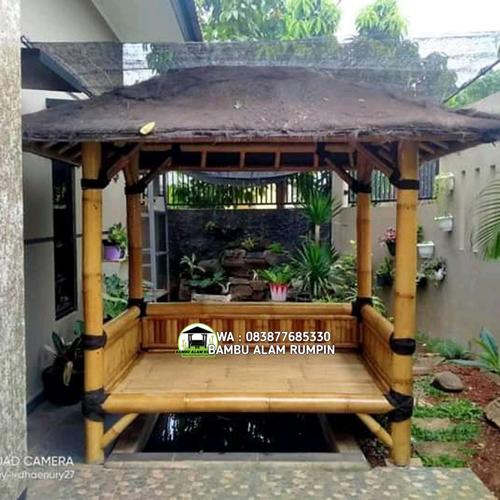 Promo gazebo bambu depok 001 ukuran 2x2 meter dengan atap ijuk hitam ...
