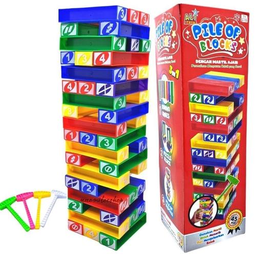 Promo PILE OF BLOCK AU 04 - MAINAN BALOK SUSUN 3 IN 1 DOMINO GAME ...