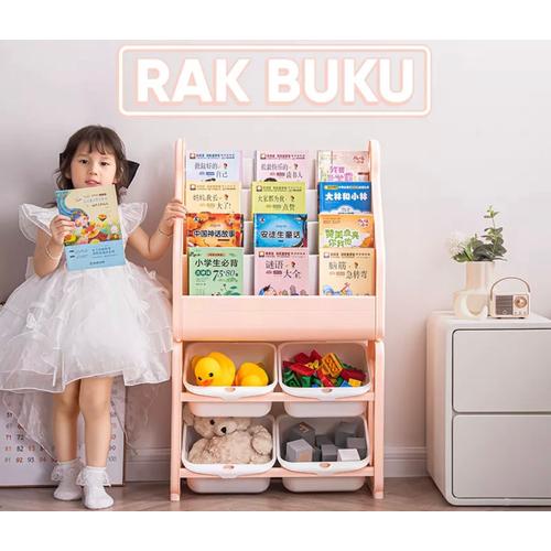 Jual PREMIUM JUMBO RAK BUKU 4 TINGKAT LACI 2in1 SUSUN TINGKAT TOY ...